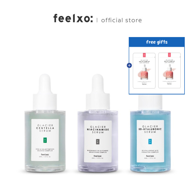 Bộ Serum Feelxo Glacier 3 I Centella + Niacinamide 5% + 5D-Hyaluronic ...