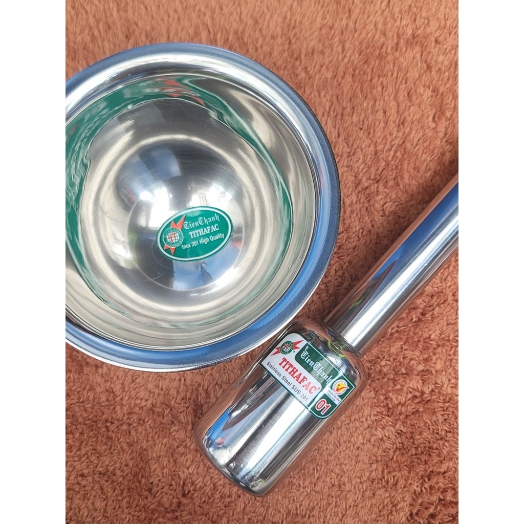 Chày, Cối Lẻ Inox Tithafac Không Gỉ Size Số 1 Đường Kính 12cm, Số 2 ...