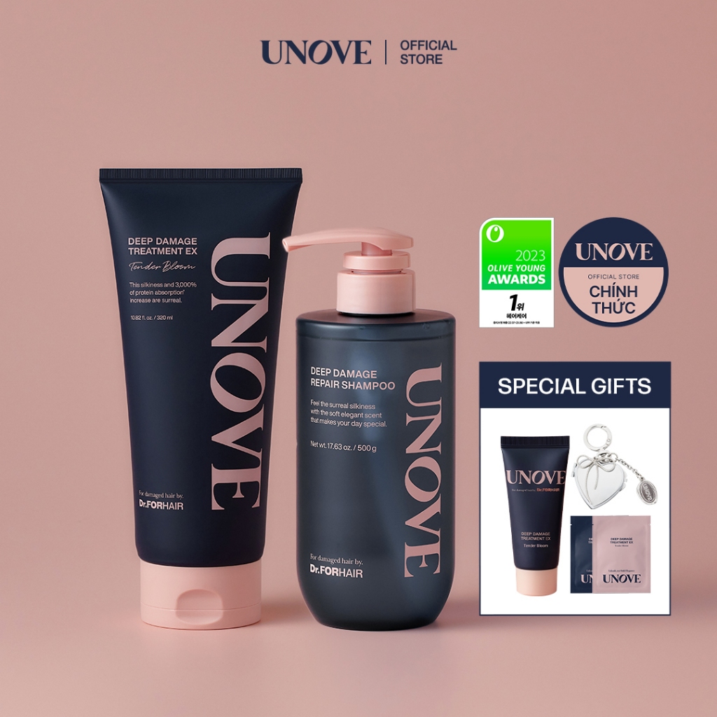 [UNOVE Official]Special SET DẦU XẢ PHỤC HỒI SÂU TÓC HƯ TỔN UNOVE Deep Damage Treatment EX 207ml ...