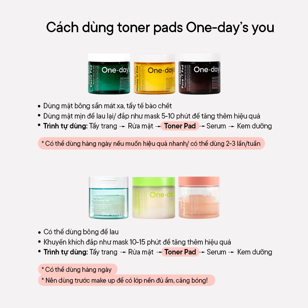 [Toner Pad] Bông Đắp Toner Thuần Chay Dịu Da/ Giảm Mụn | ONE DAY'S YOU ...