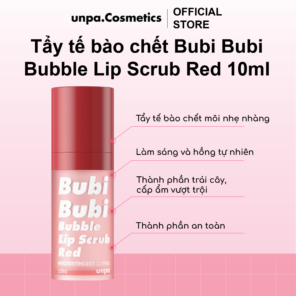 Tẩy da chết môi sủi bọt UNPA Bubi Bubble Lip Scrub Red 10ml | Shopee ...