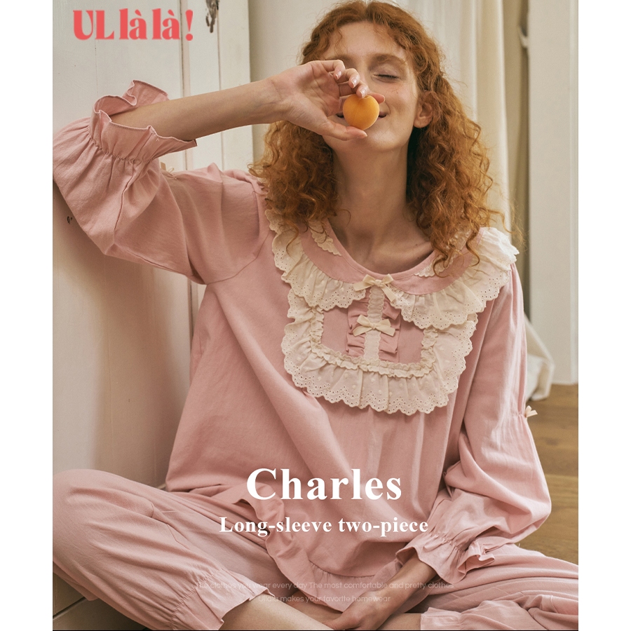 [MALL CHÍNH HÃNG] (24217WTLLN) ULLALA PYJAMAS Charles Bộ ngủ mặc nhà tay dài mùa Thu Cotton ...