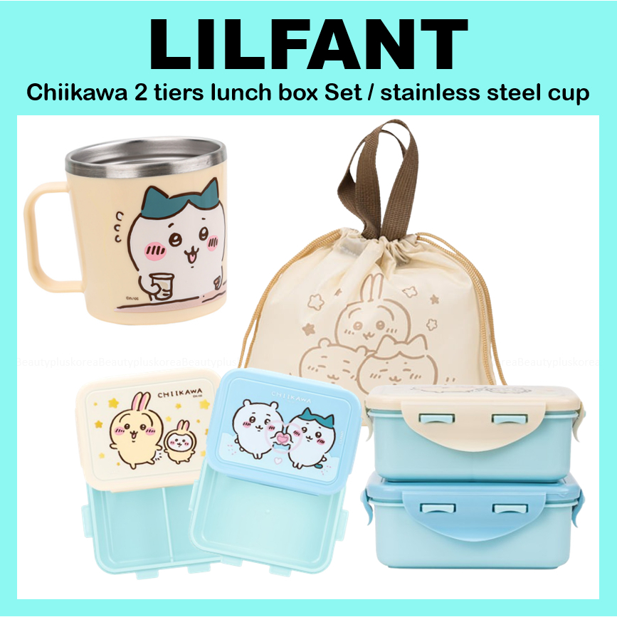 [Lilfant] Hộp cơm trưa 2 tầng nhỏ gọn Chiikawa Bộ túi 310ml / Cốc thép không gỉ 260ml cho máy ...