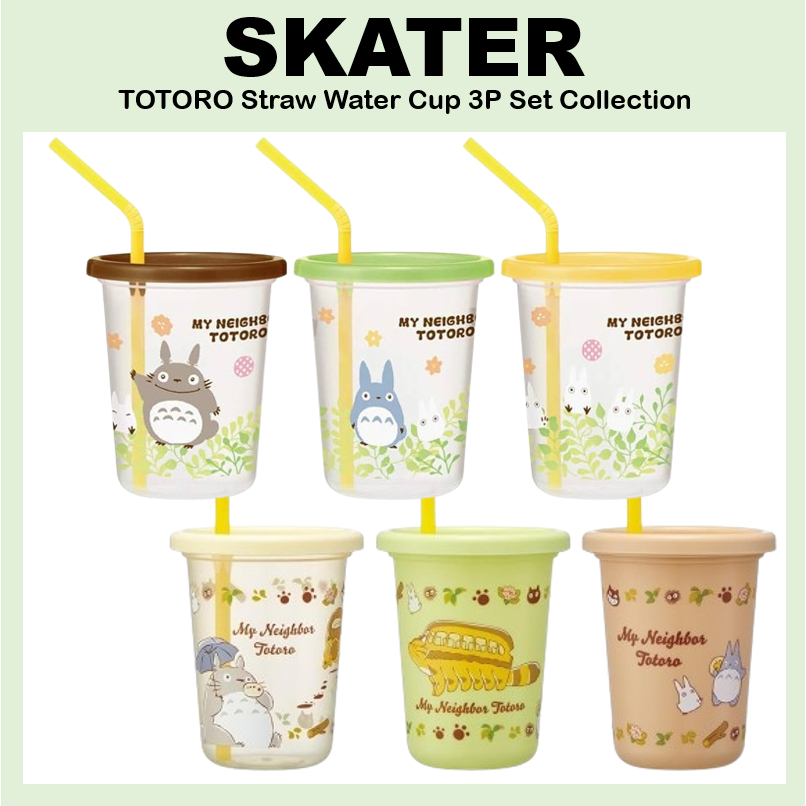 [Skater] Bộ cốc nước ống hút Totoro Plants 3P 320ml SIH3ST / Totorobus Ống hút nước 3P Bộ 230ml ...