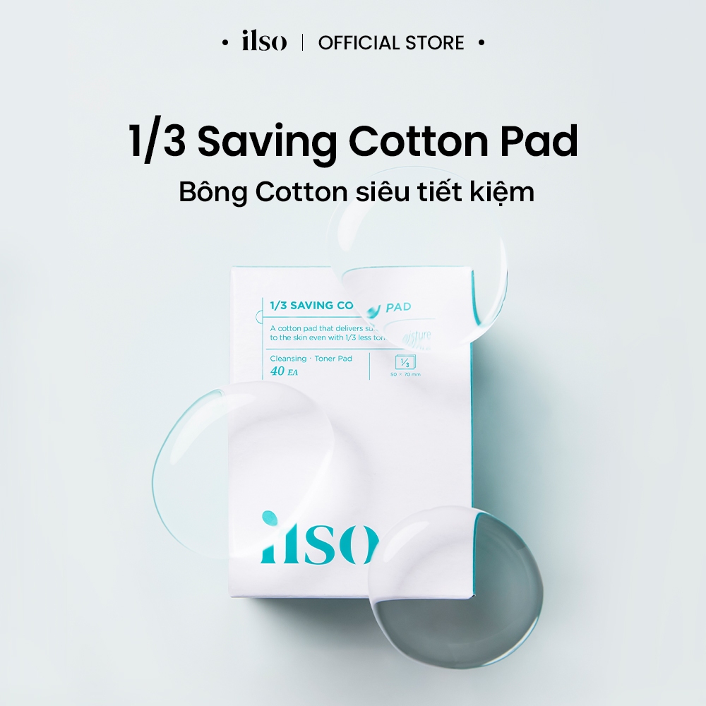 [ ilso Official] Bông Cotton siêu tiết kiệm, đắp Toner, Lotion ilso 1/3 Saving Cotton Pad 40pcs ...