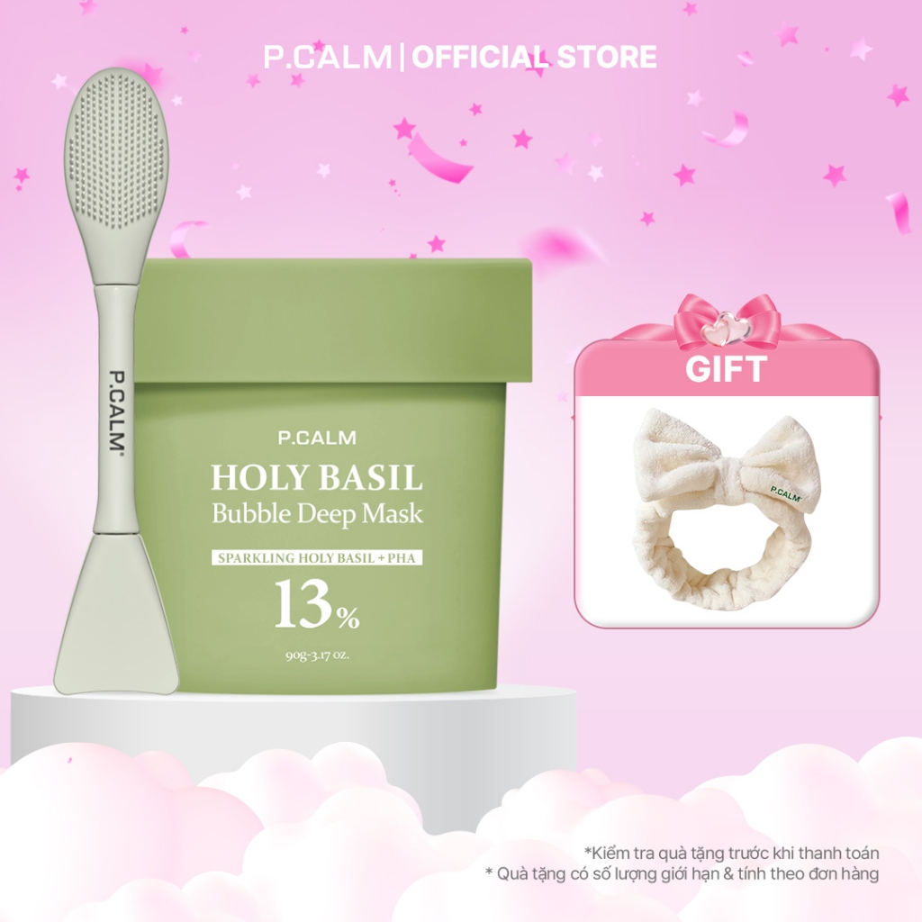 [P.CALM] COMBO 2 món Mặt Nạ Sủi Bọt Đất Sét Húng Quế HOLY BASIL BUBBLE ...