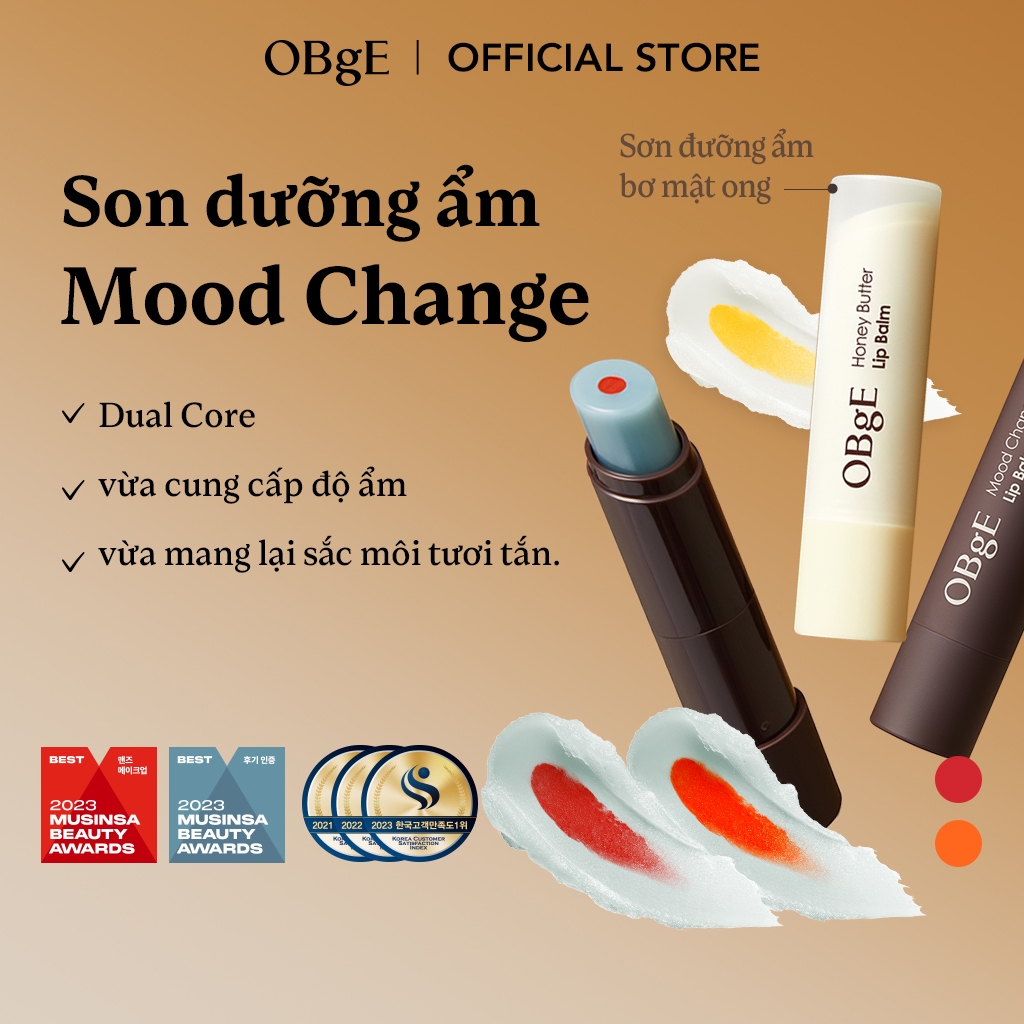 [OBgE Chính hãng] Son dưỡng đổi màu môi (Natural Red,Warm Orange, Honey Butter) 3g | Đầy đủ độ ...