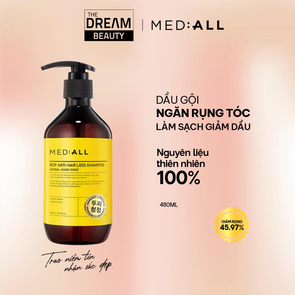 Dầu Gội Ngăn Rụng Tóc, Giảm Dầu MED:ALL RCP Hương Gỗ Thảo Mộc Herbal Woody 480ml/100ml Làm Sạch ...