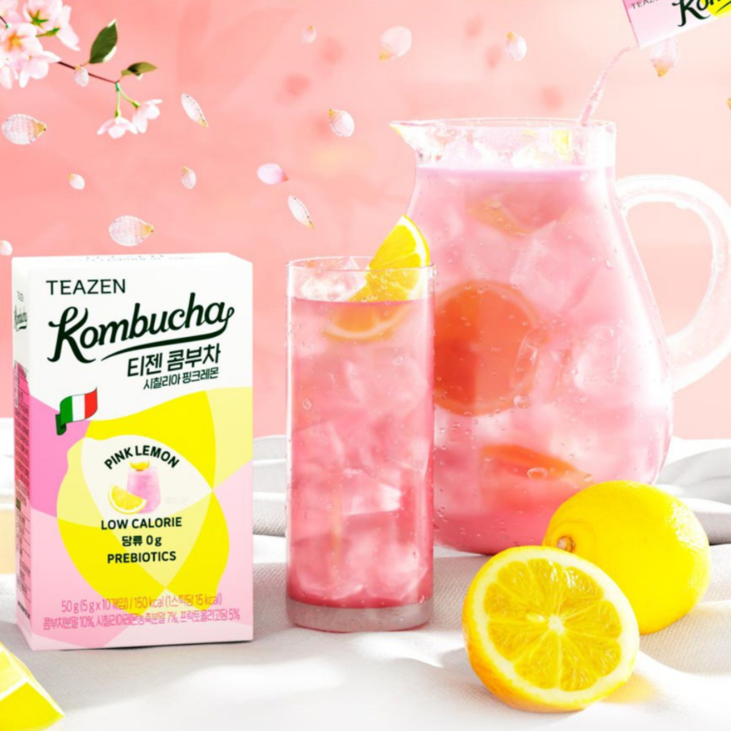 [TEAZEN] Kombucha Pink Lemon Hương vị mới Detox Low Calo (30T / 50T / 60T) | GIAO HÀNG TỪ HÀN ...
