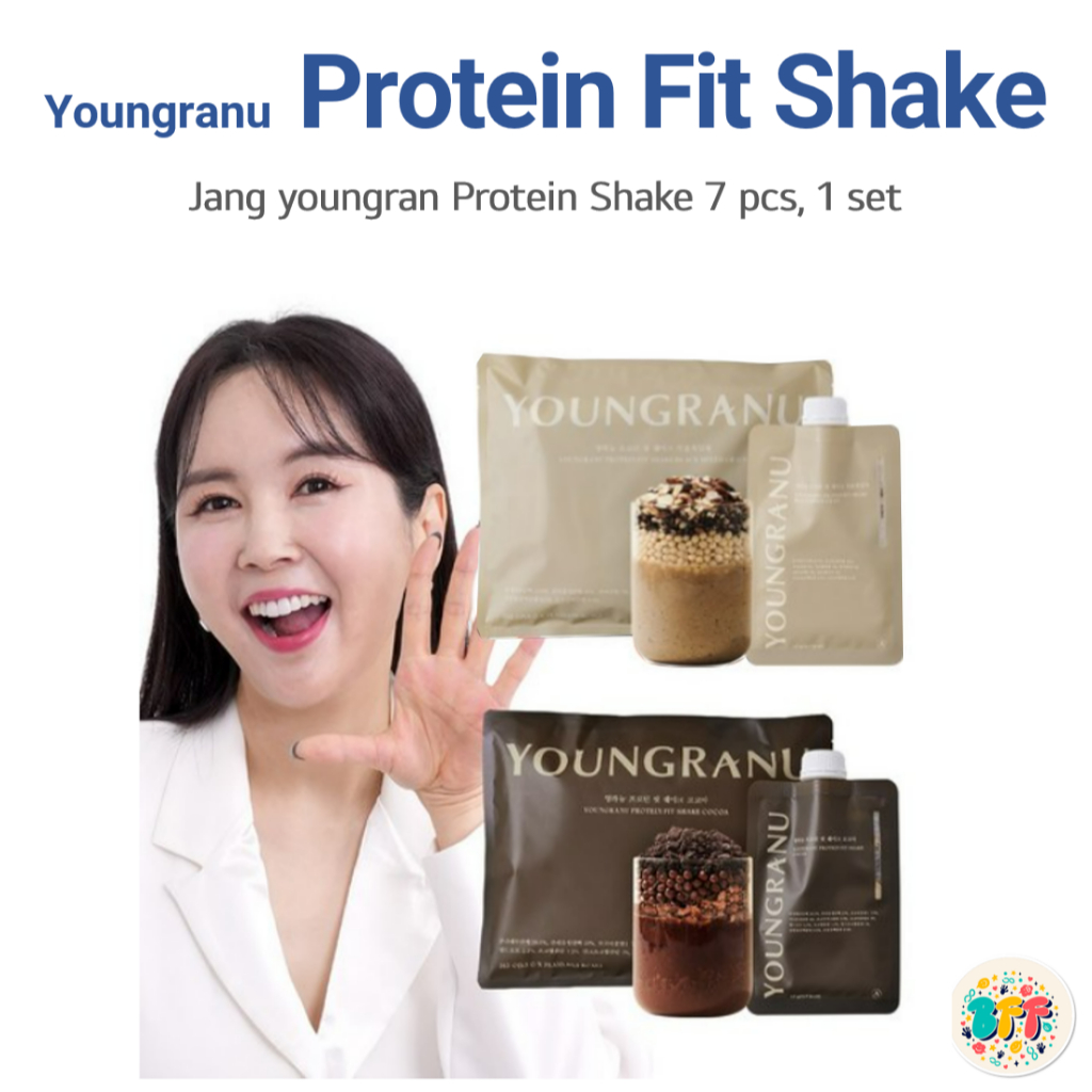 [Youngranyu] Protein Fit Shake 45g, 1 gói, 2 vị hạt mè đen / Cocoa Jang Youngran Bữa ăn thay thế ...