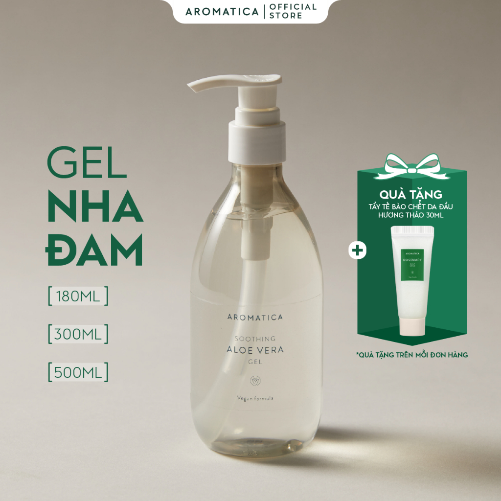 Gel nha đam làm dịu/ dưỡng da mặt và toàn thân AROMATICA Vegan Aloe ...