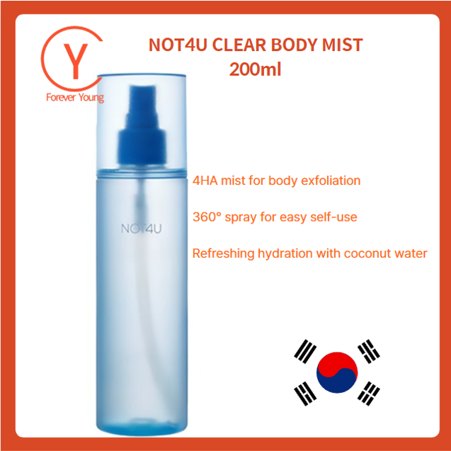 NOT4U CLEAR Body Mist, 200ml, Xịt toàn thân thuần chay Hàn Quốc, S488 ...