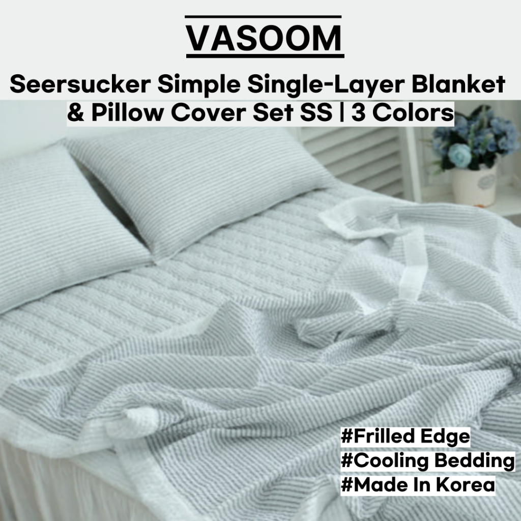 [VASOOM] Bộ chăn & gối một lớp đơn giản Seersucker (SS) | 3 màu | Trọng ...