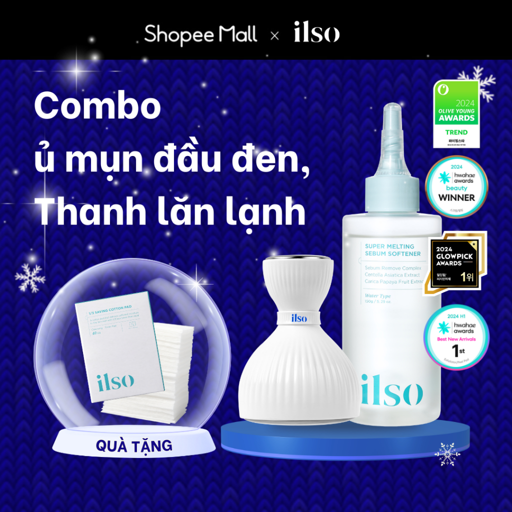 [ ilso Official ] ★2024 Oliveyoung Awards★ Combo ủ sợi bã nhờn, mụn đầu đen & thanh Massage lạnh ...