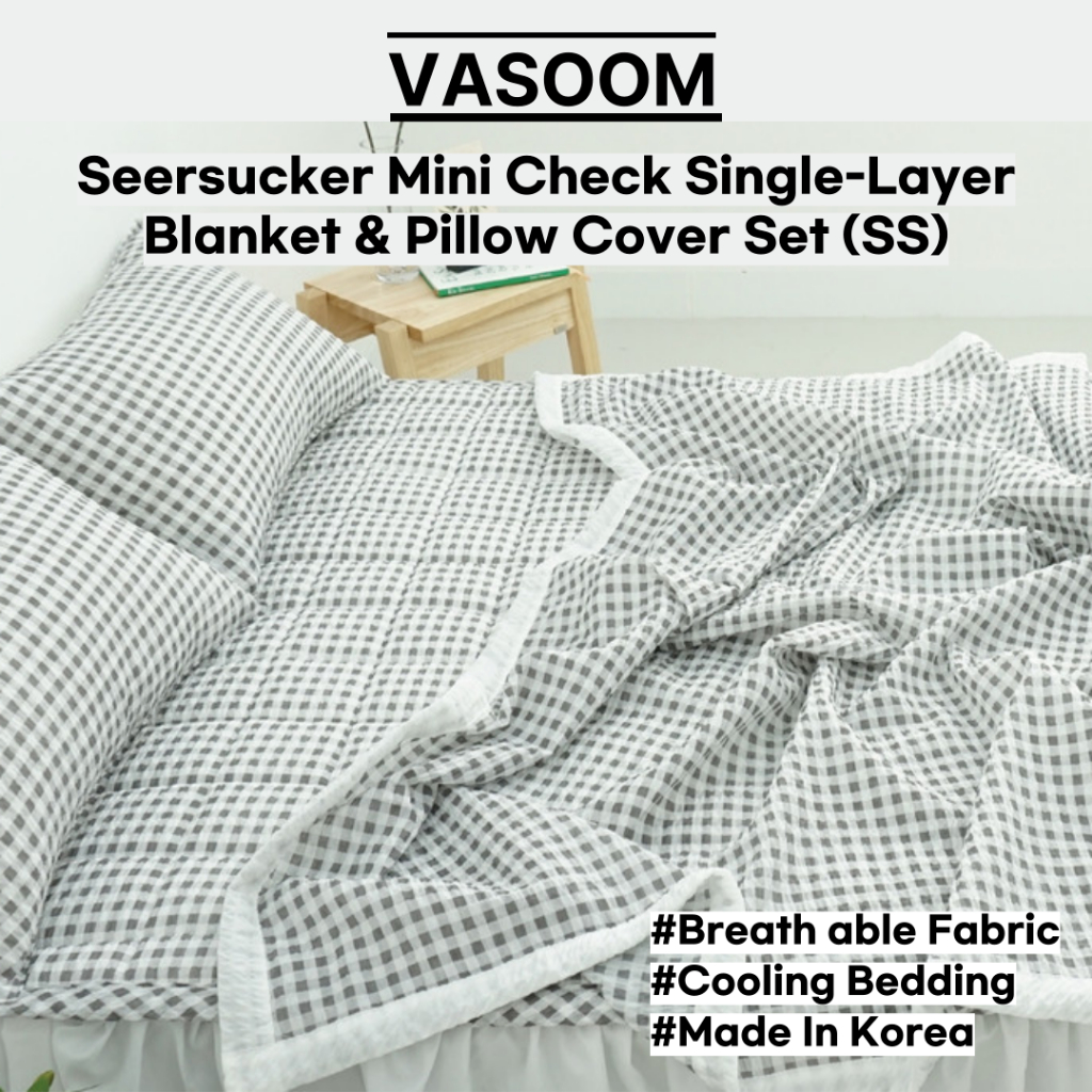 [VASOOM] Bộ chăn & gối một lớp Seersucker Mini Check (SS) | 2 màu ...