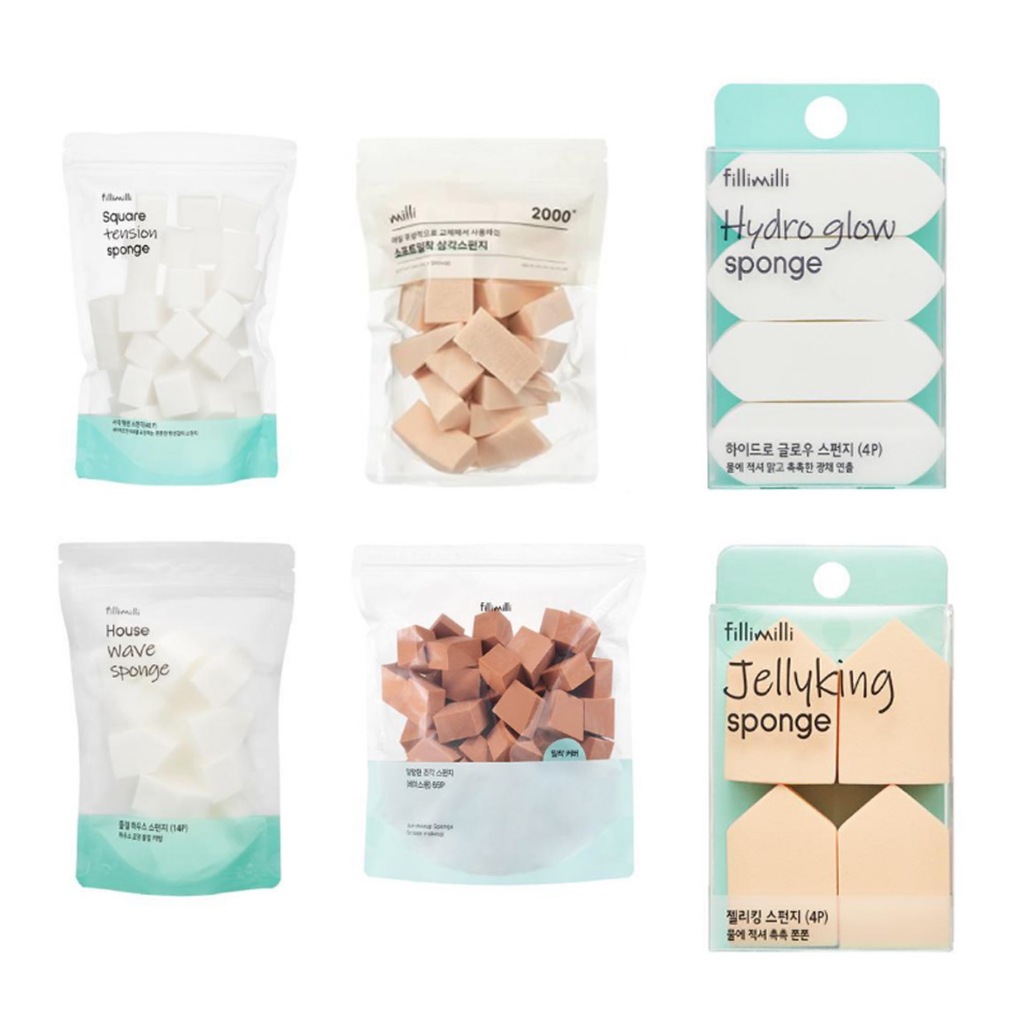 [FILIMILLI] Bộ sưu tập miếng bọt biển trang điểm (Mềm / Vuông / Sóng ...