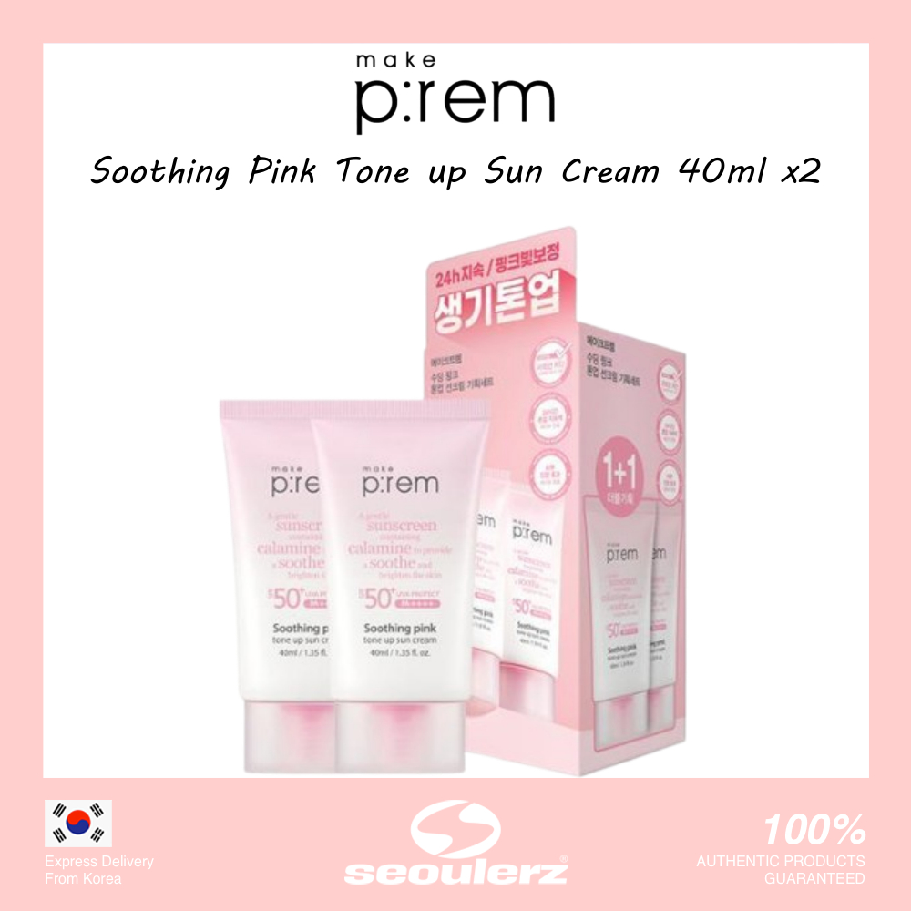 [Make Prem] Soothing Pink Tone up Sun Cream 40ml x2 | Shopee Việt Nam