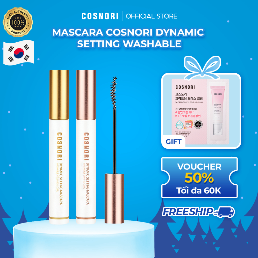 Mascara COSNORI Dynamic Setting Washable chuốt mi siêu cong 7ml ...