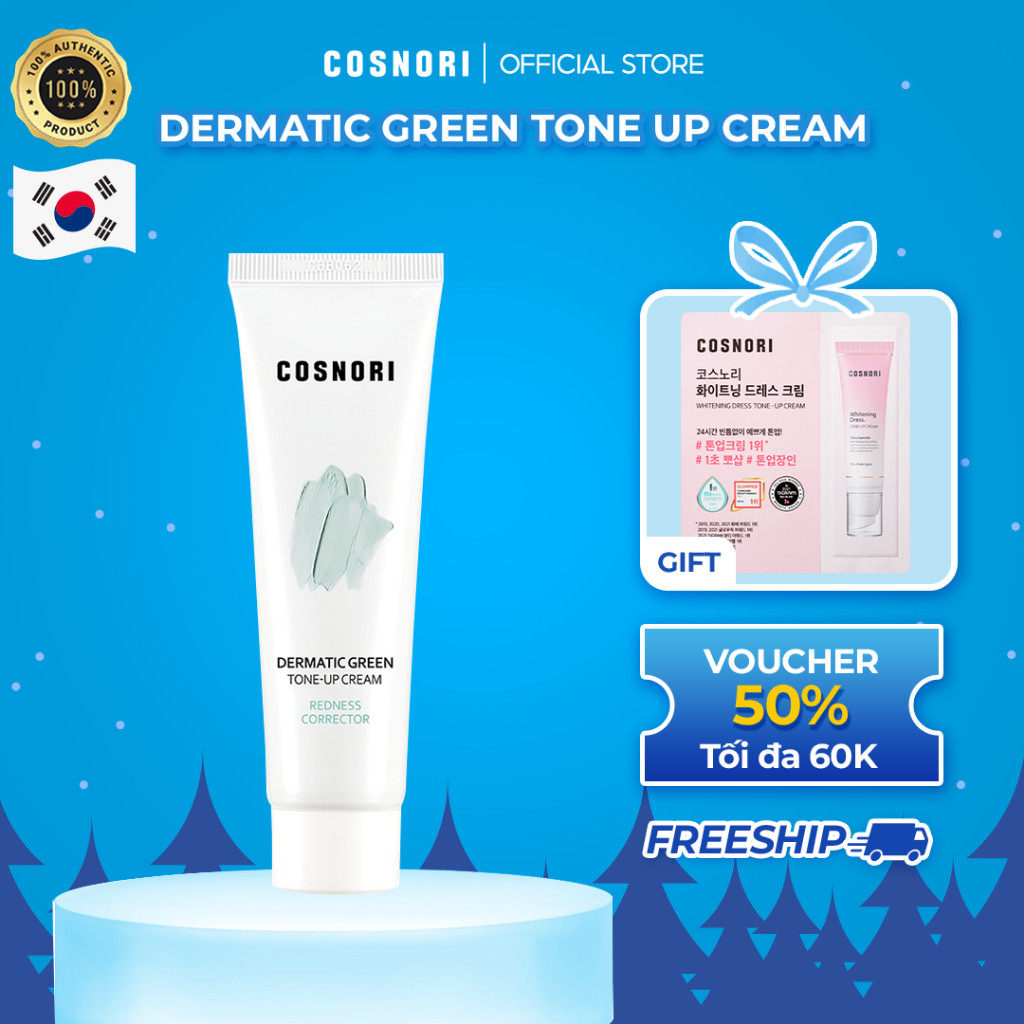 Kem nâng tông da Cosnori Dermatic Green Tone Up Cream 50ml | Shopee ...