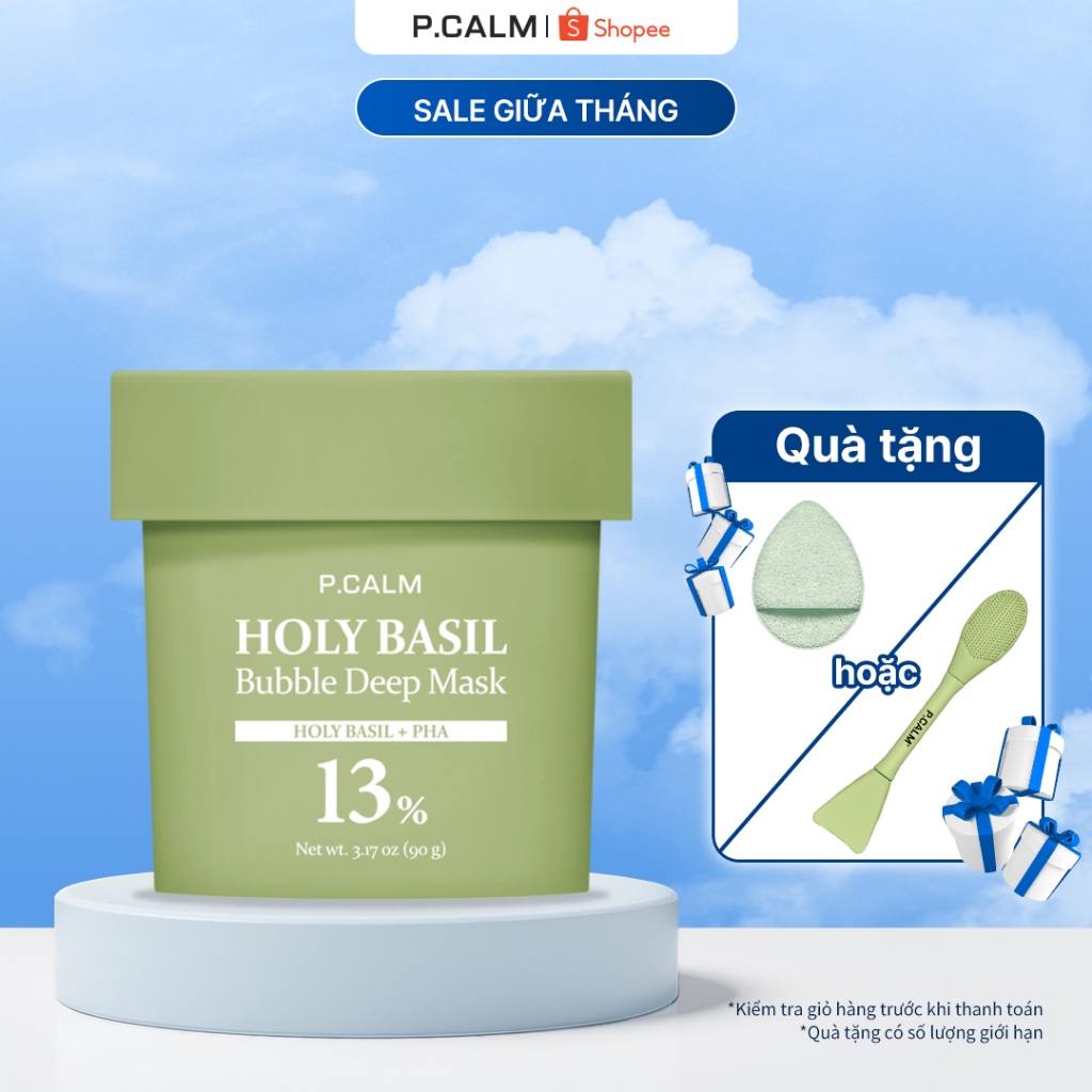 [P.CALM] Combo Mặt Nạ Sủi Bọt Đất Sét Húng Quế HOLY BASIL BUBBLE MASK ...