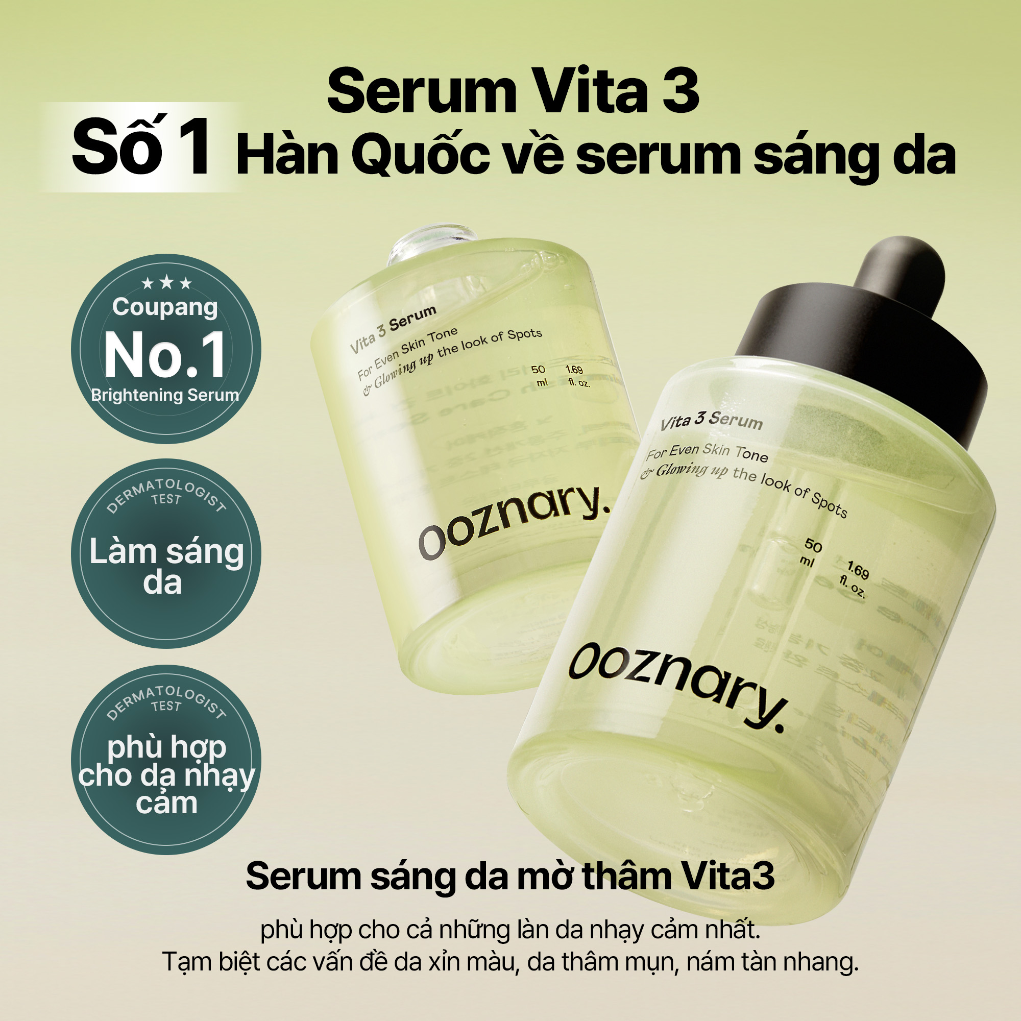 Ooznary Vita3 Serum giúp sáng da mờ thâm, làm dịu da For Blemish Care 50ml | Shopee Việt Nam
