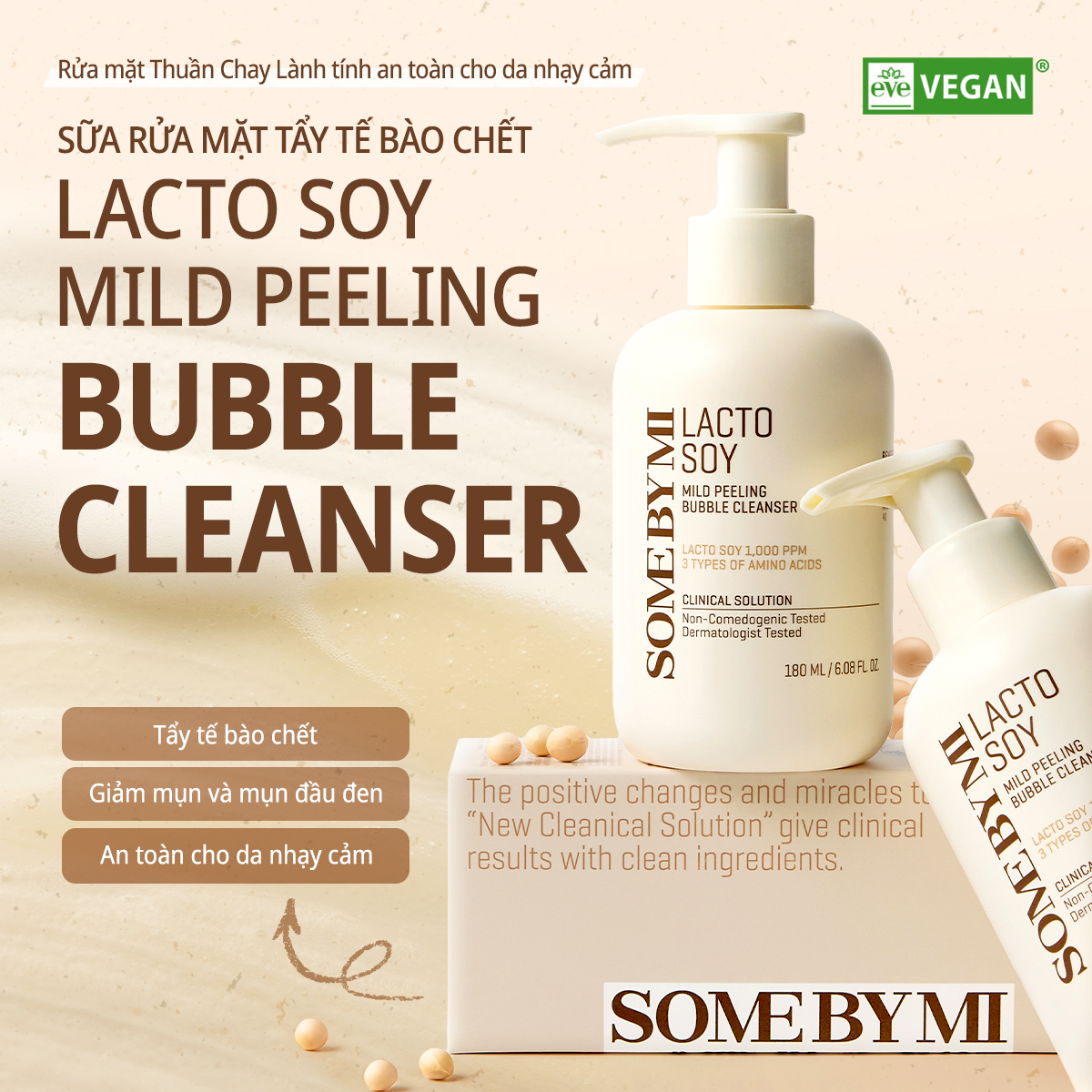 [SOME BY MI] Sữa rửa mặt đậu nành tẩy tế bào chết LACTO SOY MILD PEELING BUBBLE CLEANSER 180ml ...