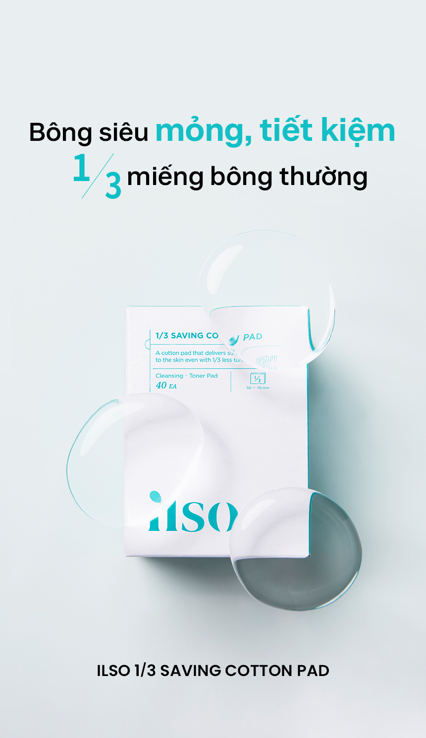 [ ilso Official] Bông Cotton siêu tiết kiệm, đắp Toner, Lotion ilso 1/3 Saving Cotton Pad 40pcs ...