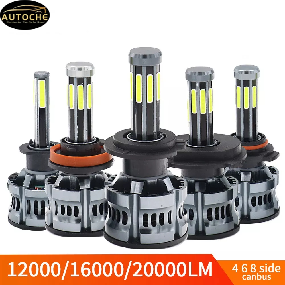 Đèn Pha Led 4 6 8 Mặt 12V H8 H11 H7 Led 20000LM HB3 9005 HB4 H1 H3 H4 60W 3D Siêu Sáng Tự Động ...