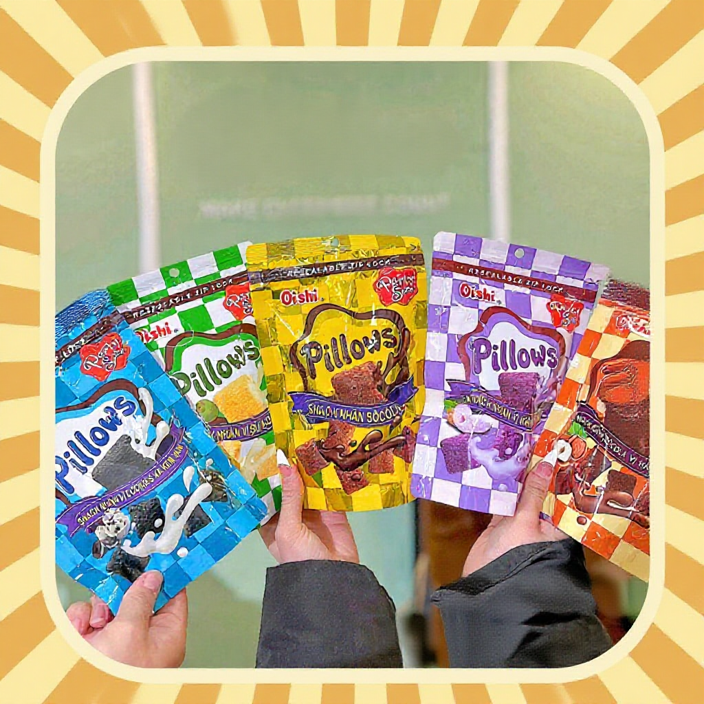Snack Pillows Oishi Nhân Sữa Dừa - Socola - Kem Vani Gói 85G | Shopee ...