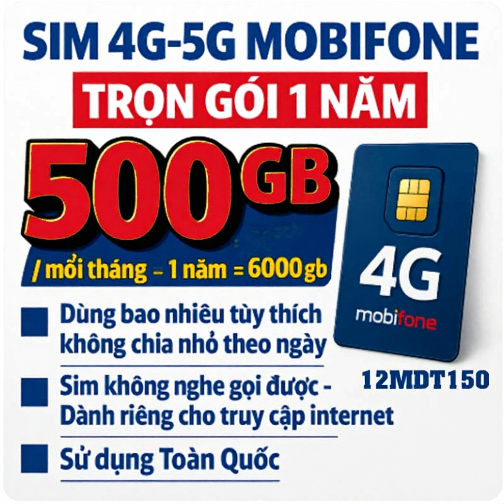 Sim 4g mobifone trọn gói 1 năm 12mdt150, 12sky59, 12mdt50, 21g12 ...