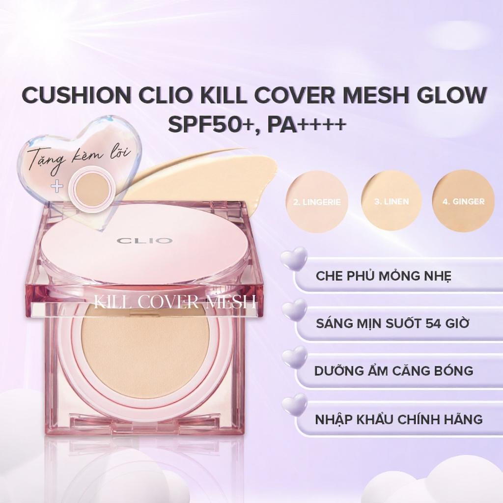 Phấn Nước Cushion CLIO Kill Cover Mesh Glow 15g Che Phủ Khuyết Điểm Tự ...