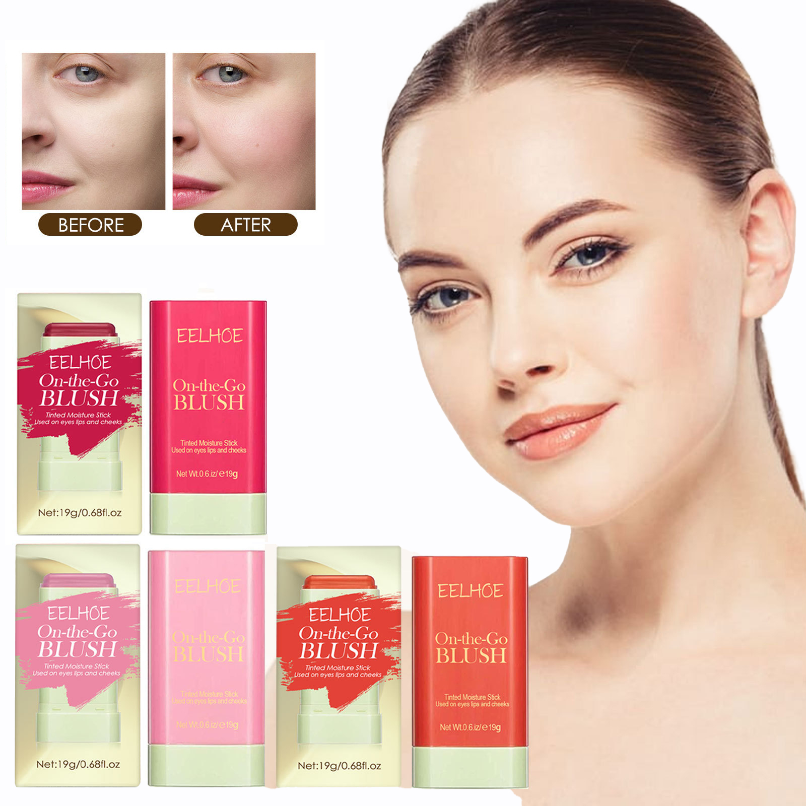 Gậy Blush Matte tự nhiên: Phấn má hồng kem đa chức năng màu hồng ...