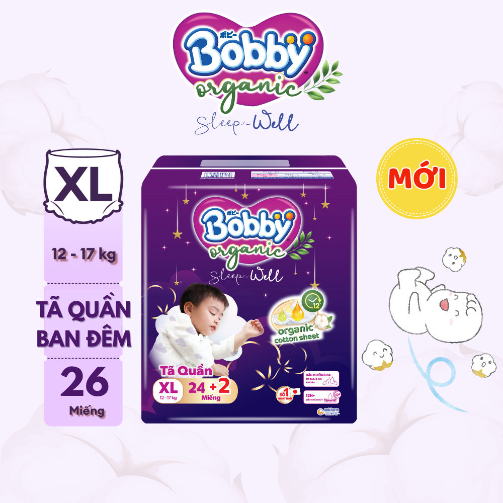 [MKB Gift] Tã quần Ban Đêm Cao Cấp Bobby Sleep-Well dịunhẹ khô thoáng ...
