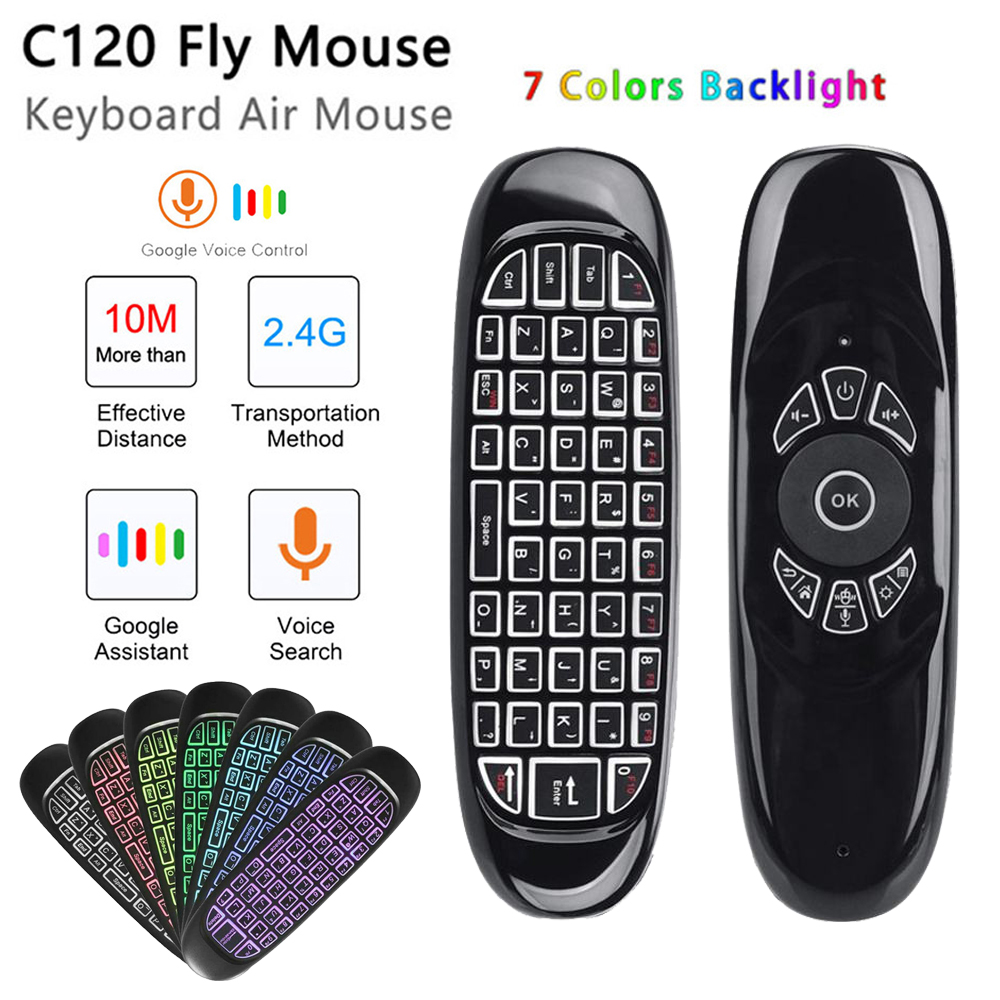 C120 Air Mouse 2.4G RF Điều Khiển Từ Xa Thông Minh 7 Màu Đèn Nền Bàn ...