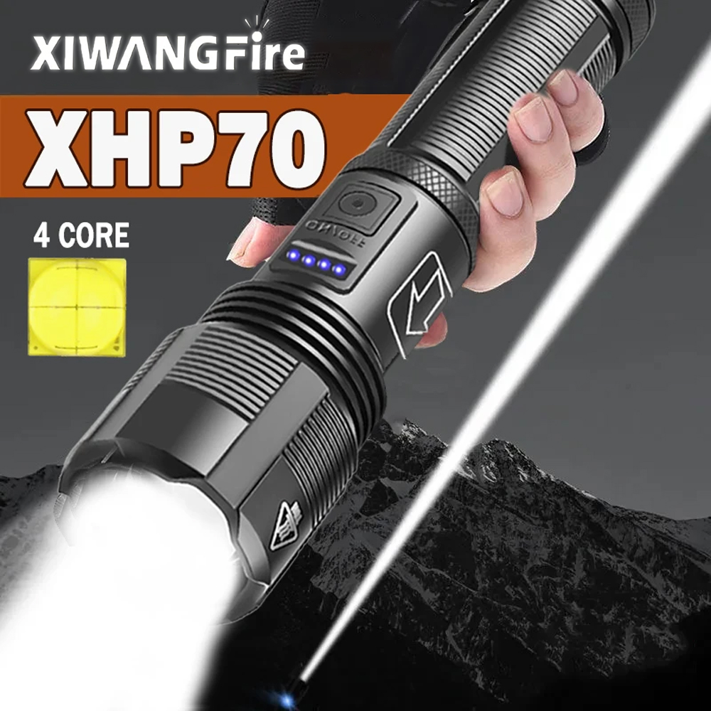 Xiwangfire 4 lõi Đèn pin Led Hợp kim nhôm XHP70.2 XHP50.2 Chiến thuật Săn bắn Đèn pin Usb có thể ...