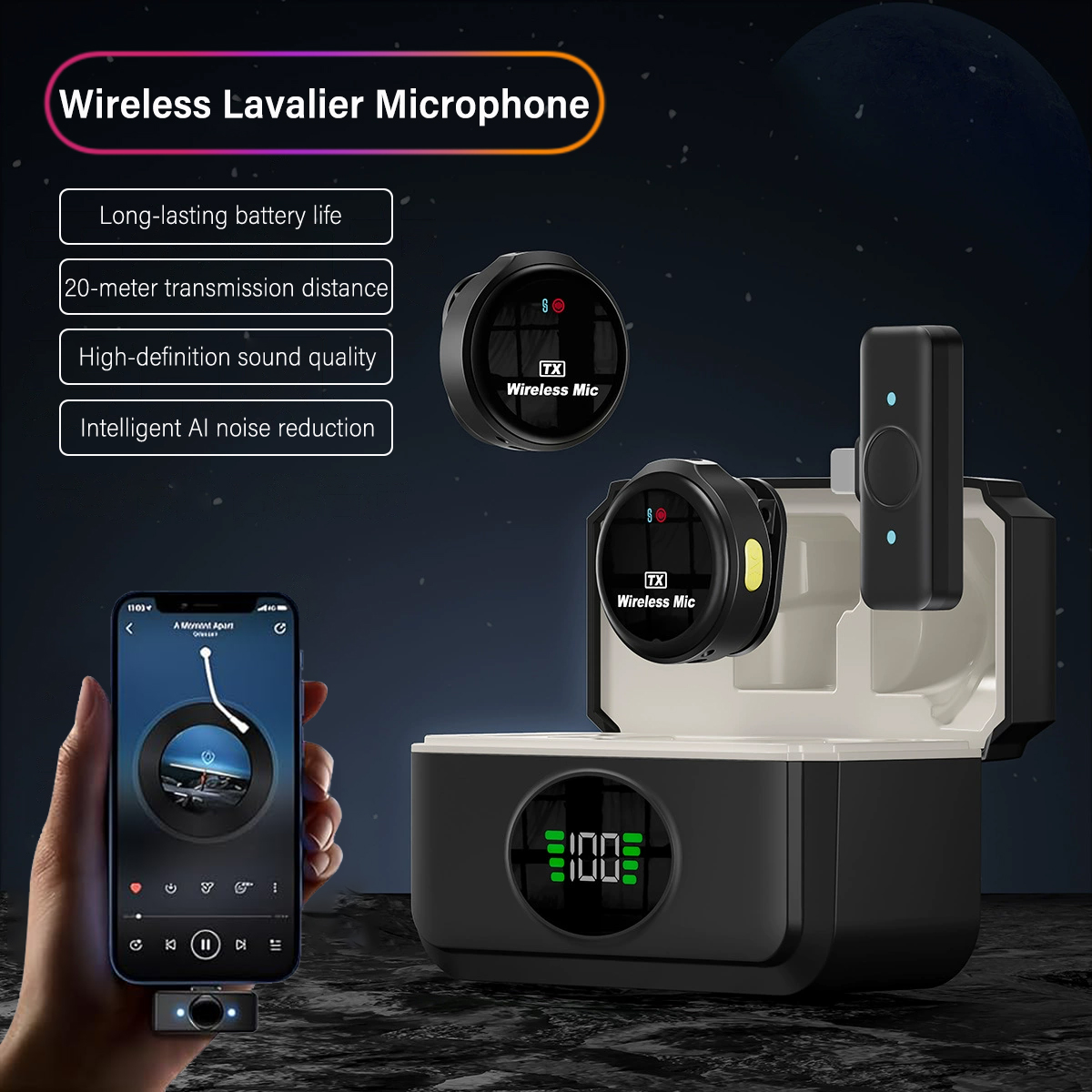 Q8 Mini Ve Áo Micro Không Dây Khử Tiếng Ồn Có Hộp Sạc Lavalier Mic Clip ...