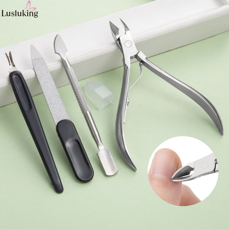 4 Cái / bộ Nail Art Nippers Clipper Cuticle Spoon Pusher Dead Skin ...