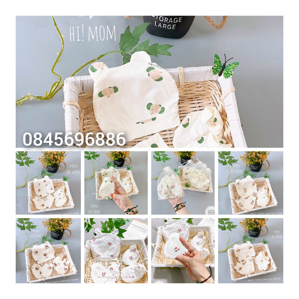 Set mũ bao tay chân sơ sinh Choice Việt Nam HT69 chất cotton thun lạnh ...