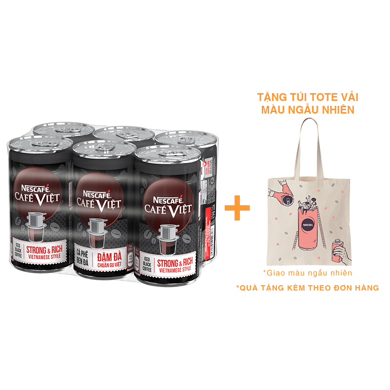 [Tặng Túi Tote Vải Màu Ngẫu Nhiên] Combo 6 Lon Cà phê đen uống liền ...
