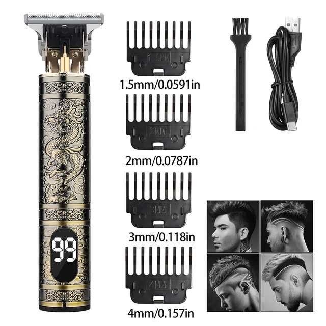 1 Máy Làm Tóc T9 Khắc Đánh Dấu Điện Đẩy Đầu Mịn Dầu Điện Đẩy Cắt Nhựa Màn Hình Kỹ Thuật Số Cạo ...