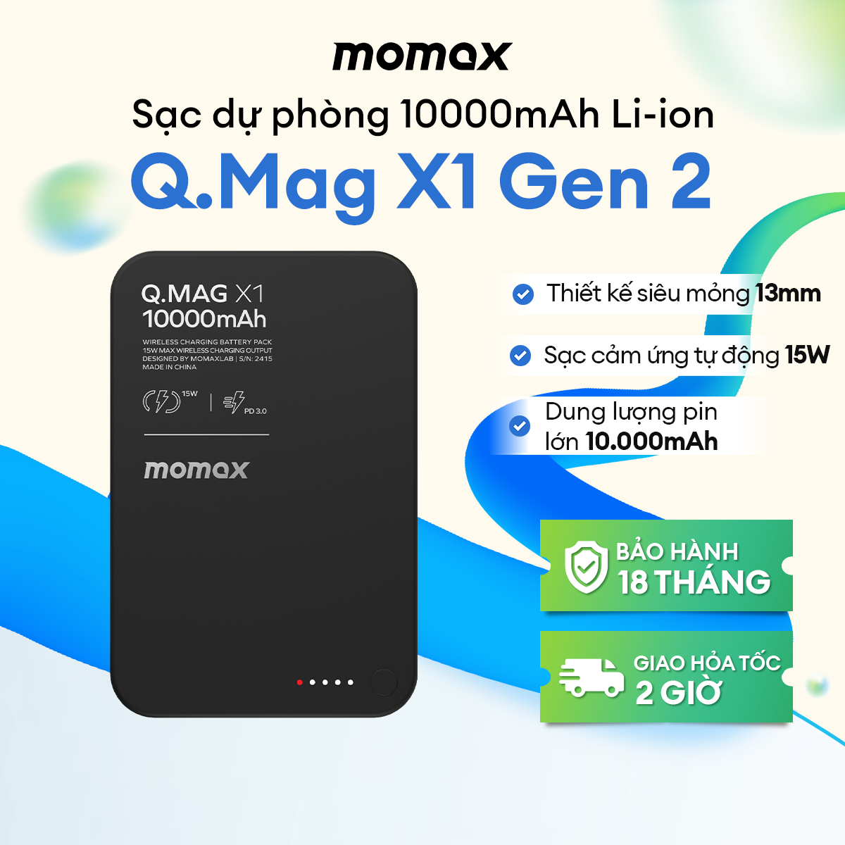 Sạc Dự Phòng không dây Momax Q.Mag X1 10000mAh wireless battery pack ...