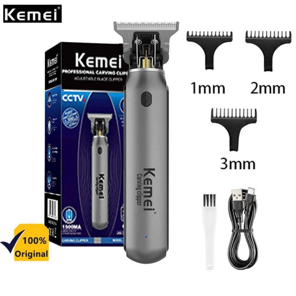 Kemei USB Sạc Tóc Lót Cắt Nam Râu Tông Đơ Zero Gapped T-Blade Chuyên Nghiệp Cắt Tóc Edgers Cắt ...