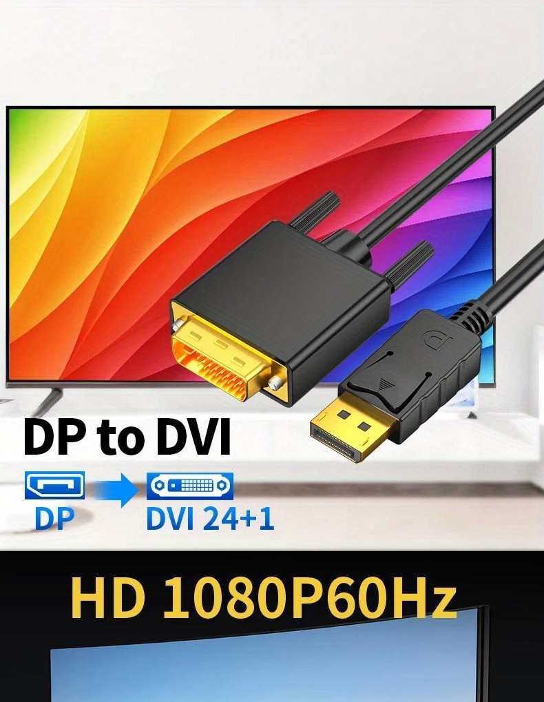1.8m DisplayPort Nam Sang DVI 24 + 1 Nam Adapter Cáp Chuyển Đổi DP Sang DVI Dây Video Âm Thanh ...