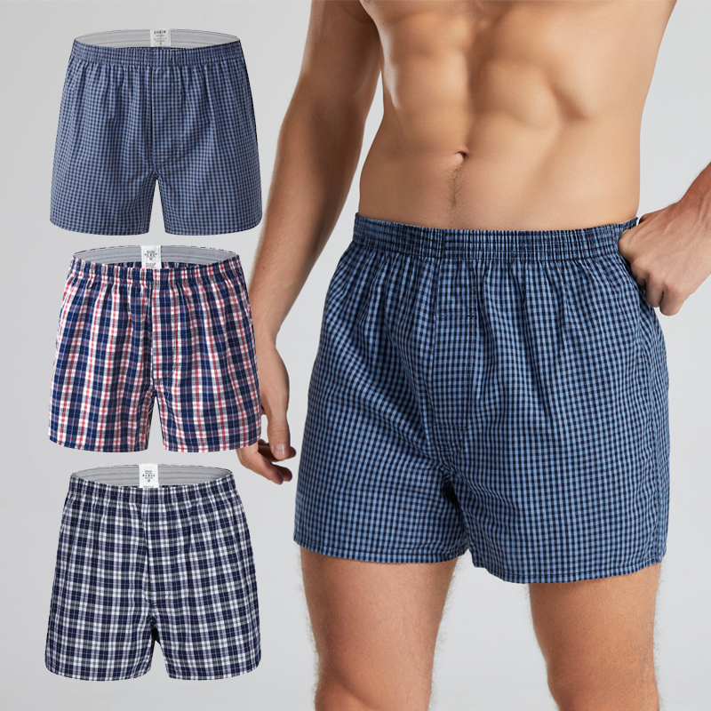 Nam Cotton Quần Lót Boxer Quần Short Kẻ Sọc Đàn Hồi Thắt Lưng Nút Nam ...