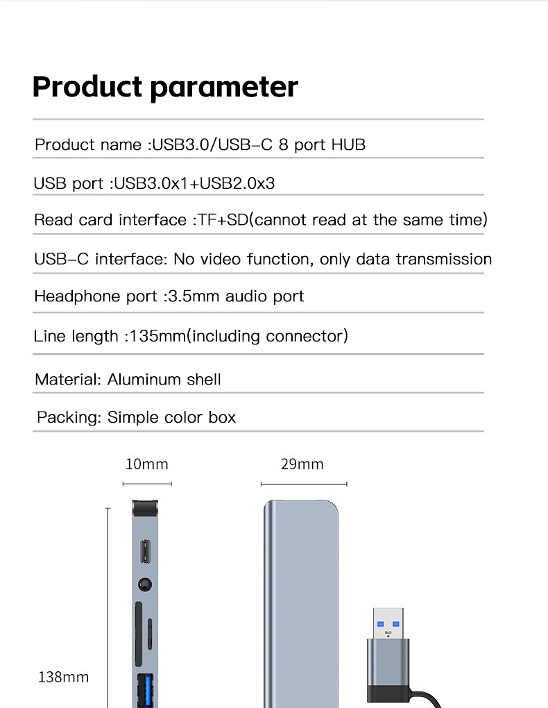Liulz 2 trong 1 7 / 8 Cổng USB Hub Loại C Đa Cổng Adapter Bộ Chia USB3.0 2.0 Cho MacBook Air ...