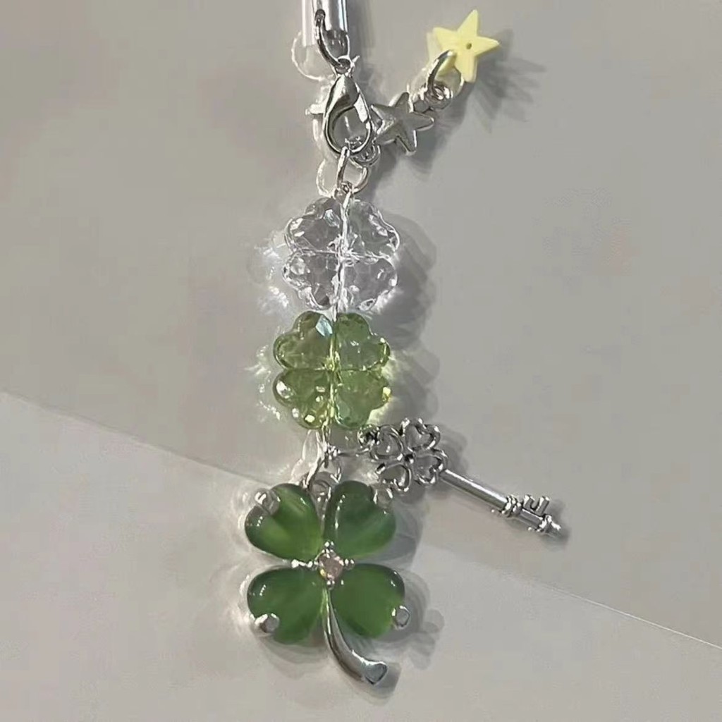 Handmade Lucky Clover Dây chuyền điện thoại Móc chìa khóa Túi trang trí ...