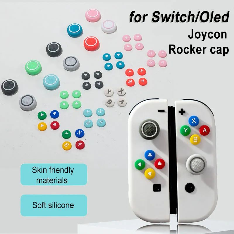 Switch Joy-Con D-Pad & Nhãn dán ABXY + Mũ kẹp ngón tay cái cho OLED ...