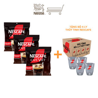[Tặng Bộ 4 ly thủy tinh Nescafe] Combo 3 Bịch Cà phê đen hòa tan ...