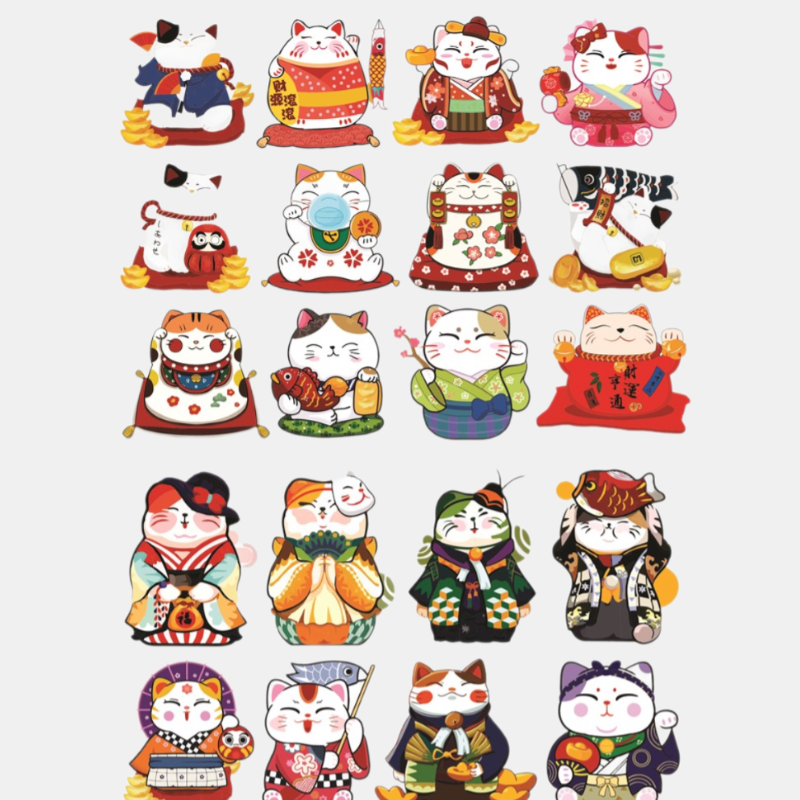Set 60 Sticker Choice TR1-14055-597 Mèo Thần Tài Mèo Maneki Neko khổ ...