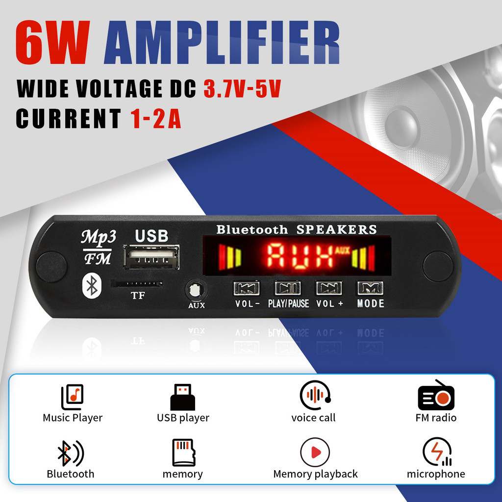 Bộ khuếch đại 6W DIY Mp3 WMA WAV APE FLAC Decoder Board 5V 3W Bluetooth ...